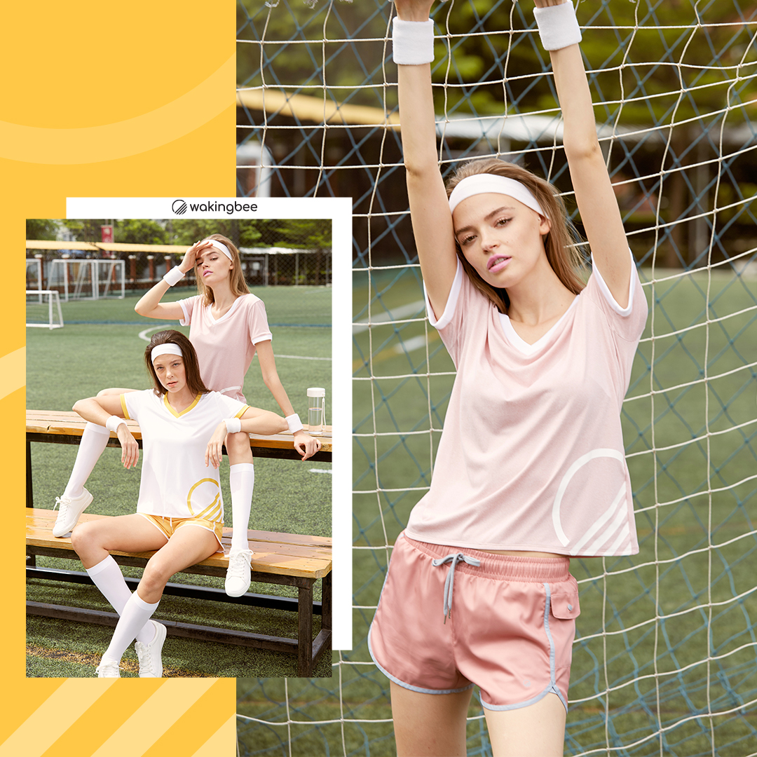 Wakingbee Varsity Tee (Pink) เสื้อยืด ออกกำลังกาย วิ่ง ฟิตเนส ผ้าเบา นิ่ม ใส่สบาย แห้งเร็ว ...