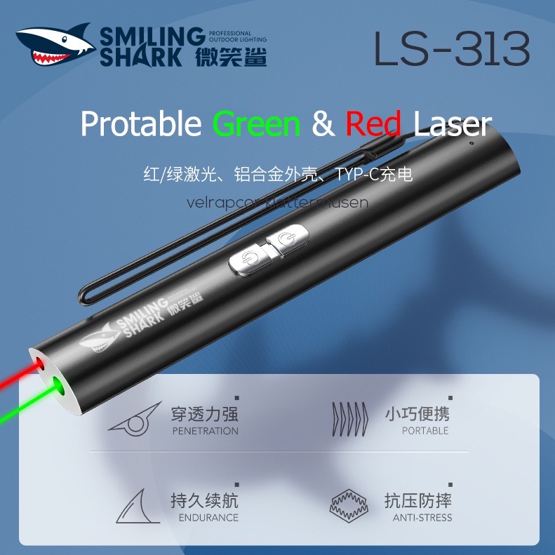 Smiling Shark LS313 Green Red Laser pointer เลเซอร์สีเขียวแบบพกพา ปากกาเลเซอร์สีแดง ตัวชี้ ...