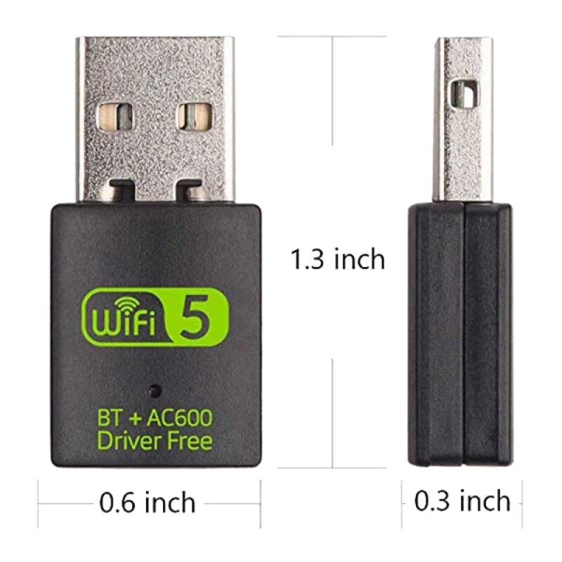 yuh USB WiFi BT+AC600 Bluetooth Adapter 600Mbps Dual Band 2.4G 5G Hz Wireless Network PCLaptop ...