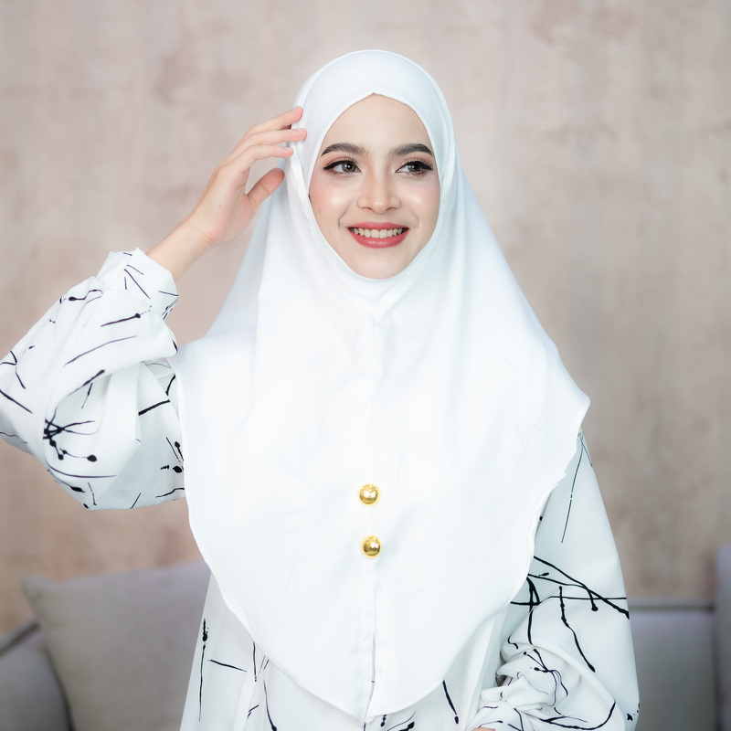 HK96 ผ้าคลุมแบบสวมสำเร็จ หน้าตุรกี กระดุมทอง ฮิยาบ ผ้าคลุมผม มุสลิม แบบ ...