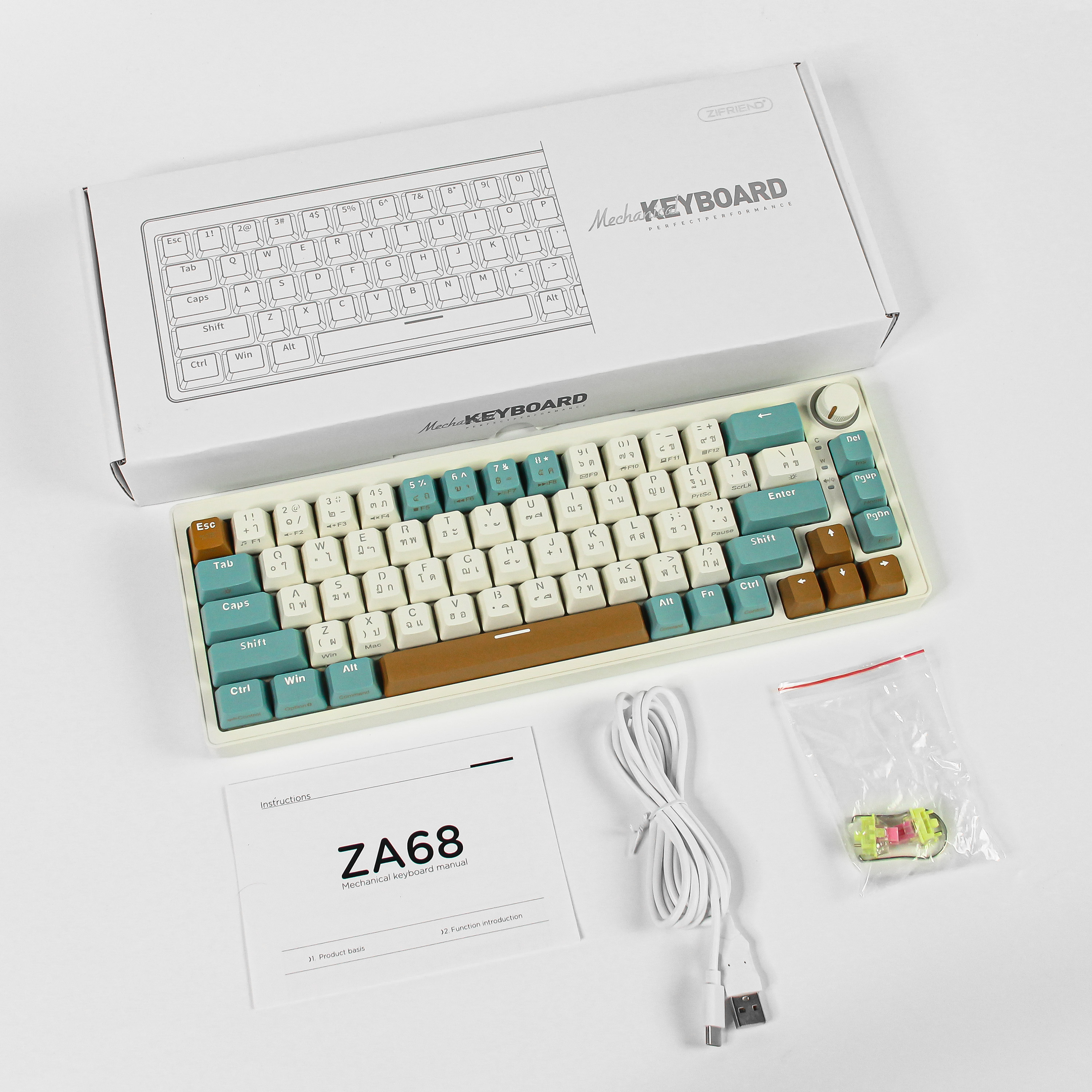Zifriend ZA68 Mechanical Keyboard 68ปุ่ม คีย์บอร์ดเกมมิ่ง คีย์บอร์ดไร้ ...
