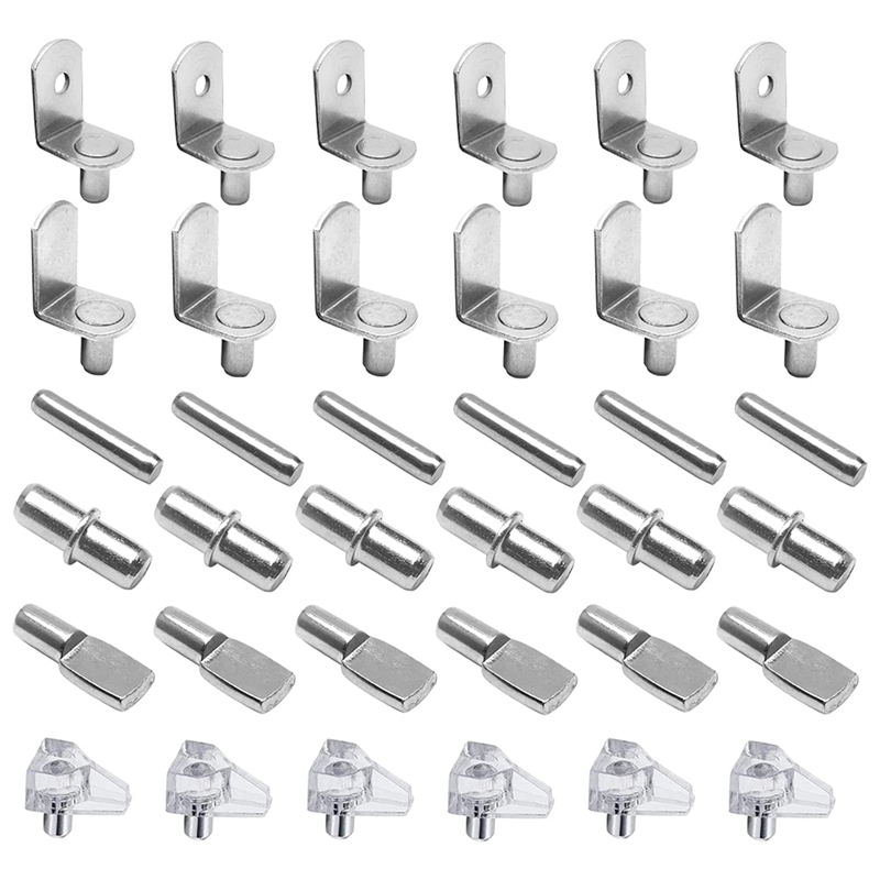 72Pcs Shelf Pegs Support Kit, 6 Styles Shelf Pins, Nickel Plated ...