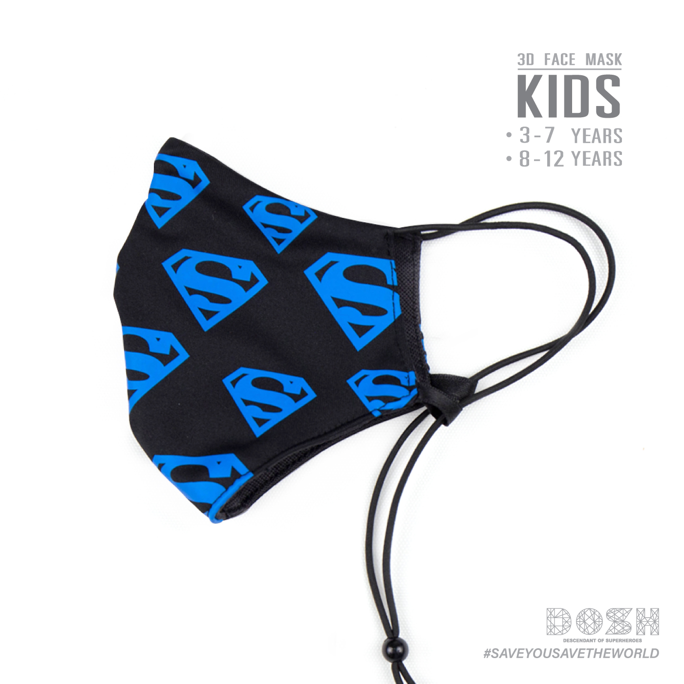 DOSH KIDS FACE MASK SUPERMAN หน้ากากผ้าเด็กชาย FSBM5000-BL1 - DOSH ...
