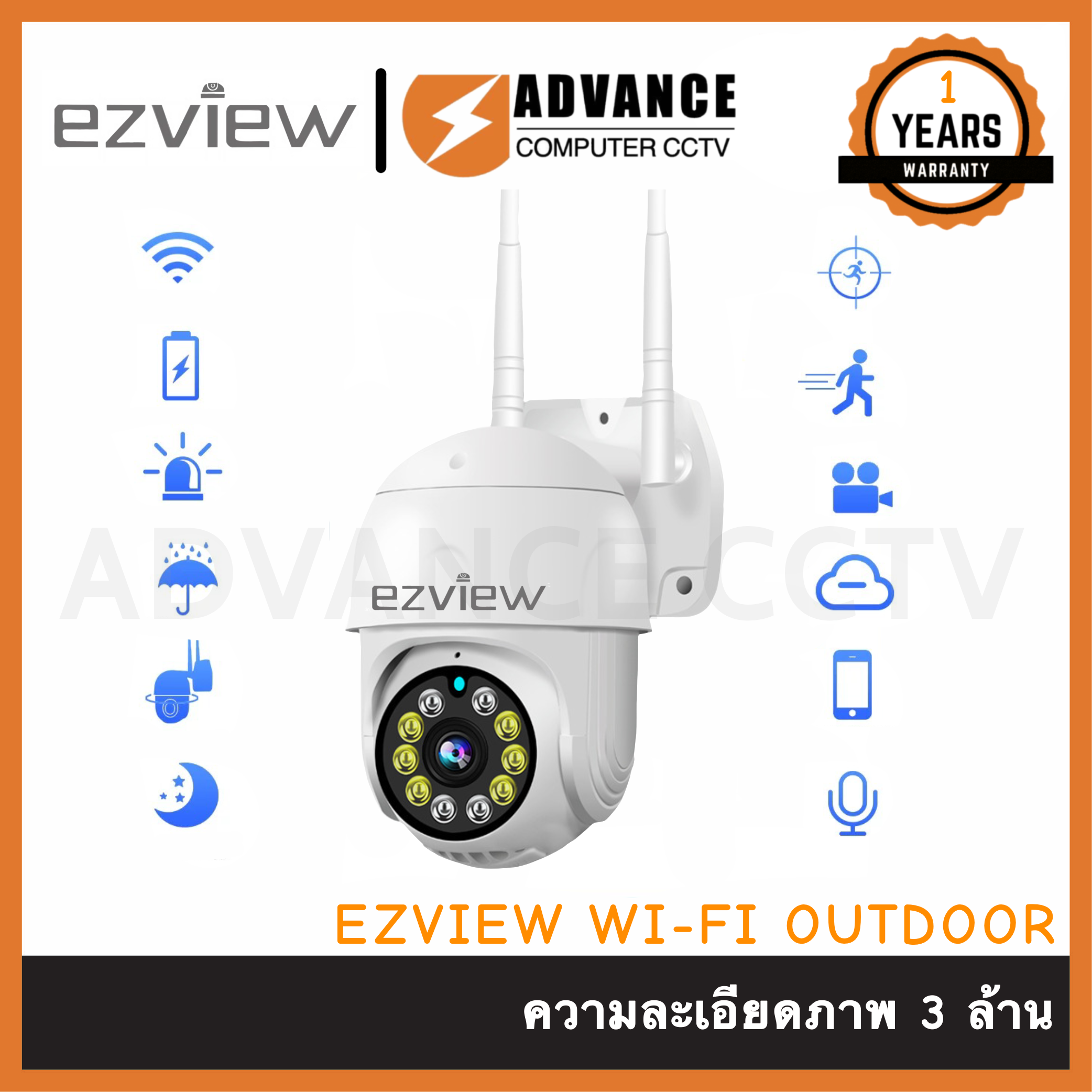 Ezview กล้อง Wifi IP Camera 3 ล้าน พูดโต้ตอบแบบ 2 Way มีโหมด Automatic ...