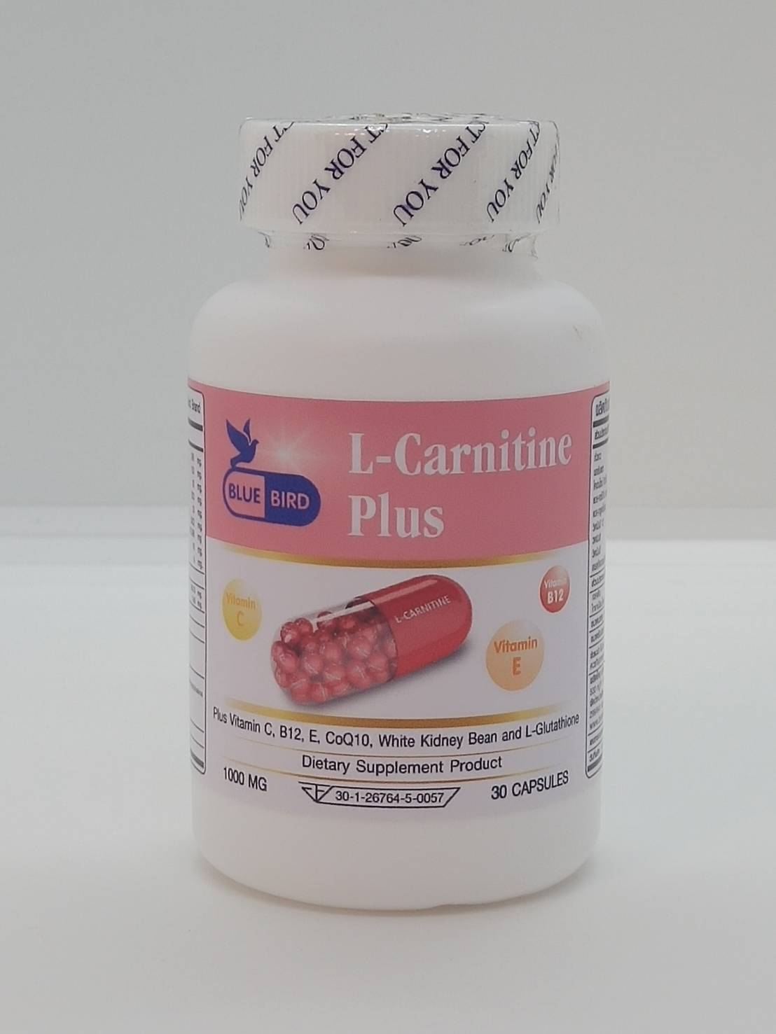 แอลคาร์นิทีน พลัส L-Carnitine Plus ตรา บลูเบิร์ด ขนาด 1000 มิลลิกรัม 30 ...