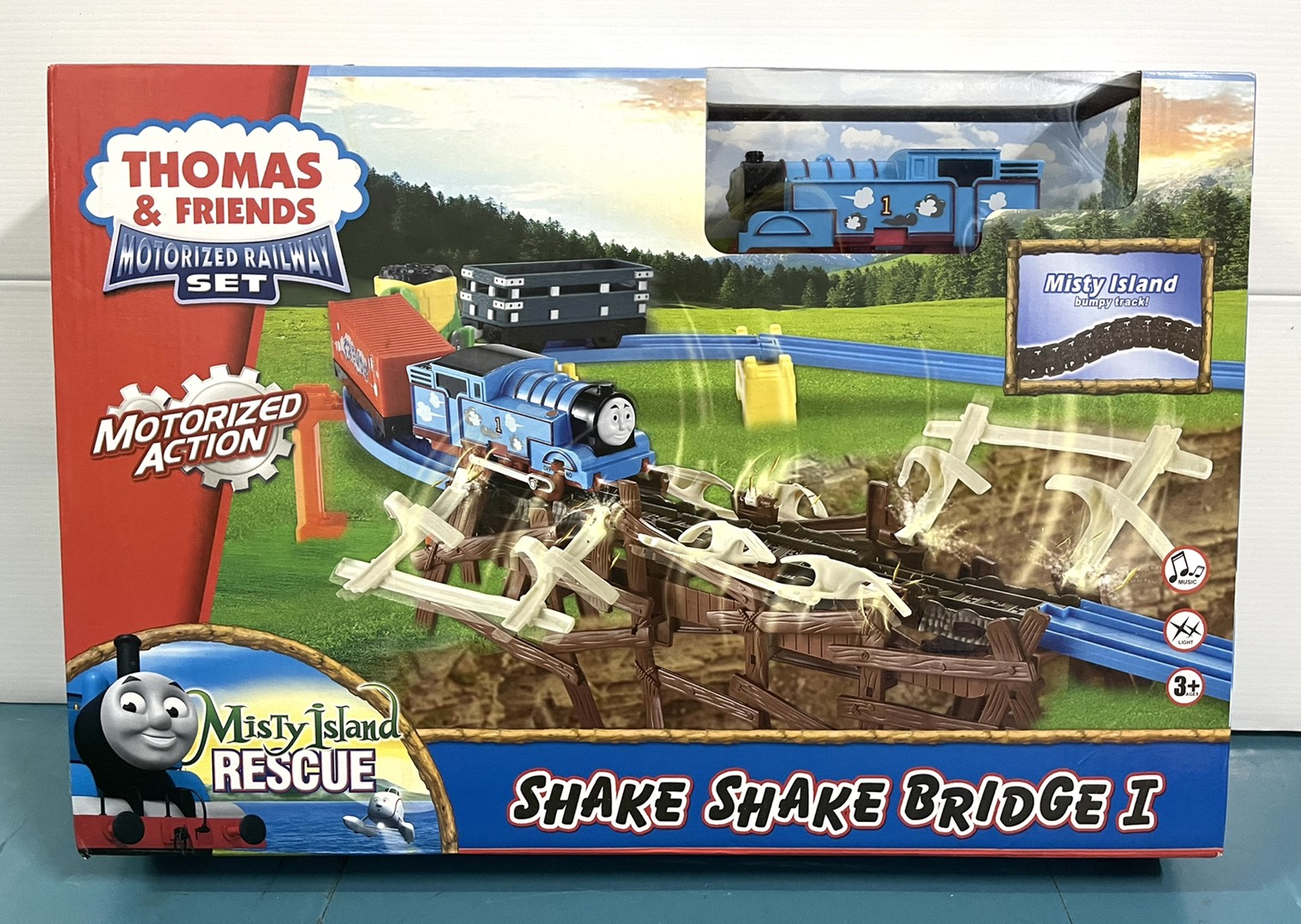 THOMAS SHAKE SHAKE BRIDGE 1 รถไฟโทมัส+ราง+ 2 โบกี้พ่วง มีไฟ มีเสียง(NO ...