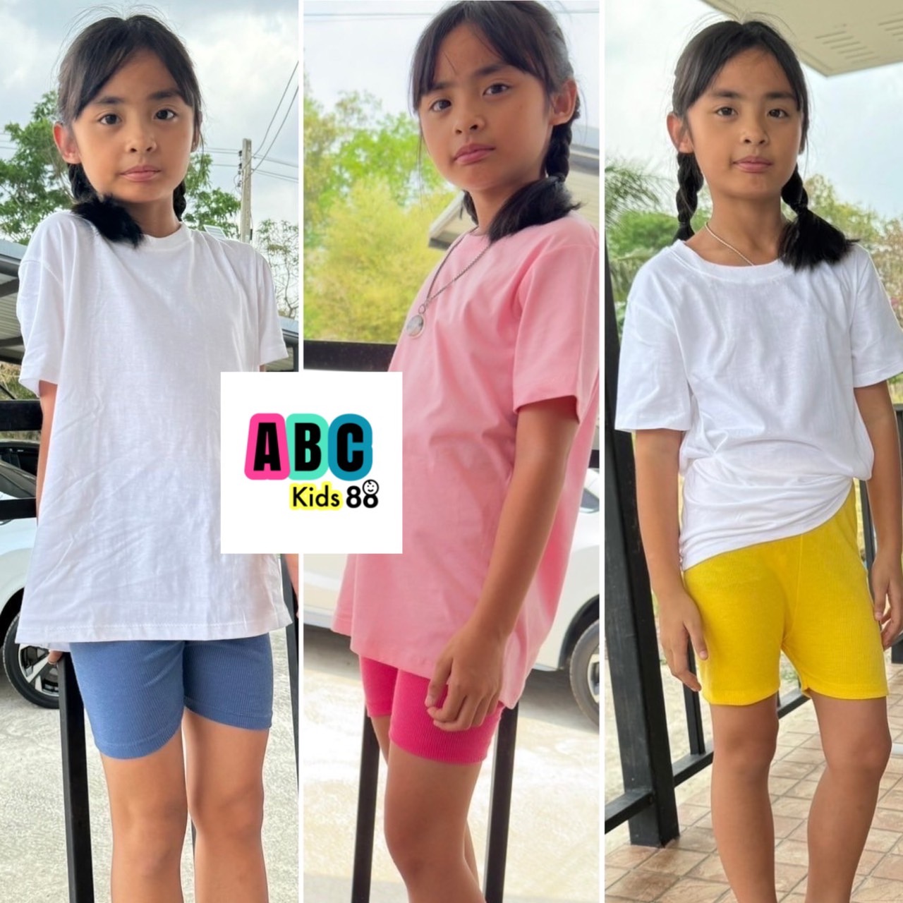 ABC กางเกงเลคกิ้ง 3 ส่วน Size S-XL อายุ 6 เดือน - 7 ปี สีพื้น ผ้าร่อง กางเกงเด็ก (PHH-1 ...