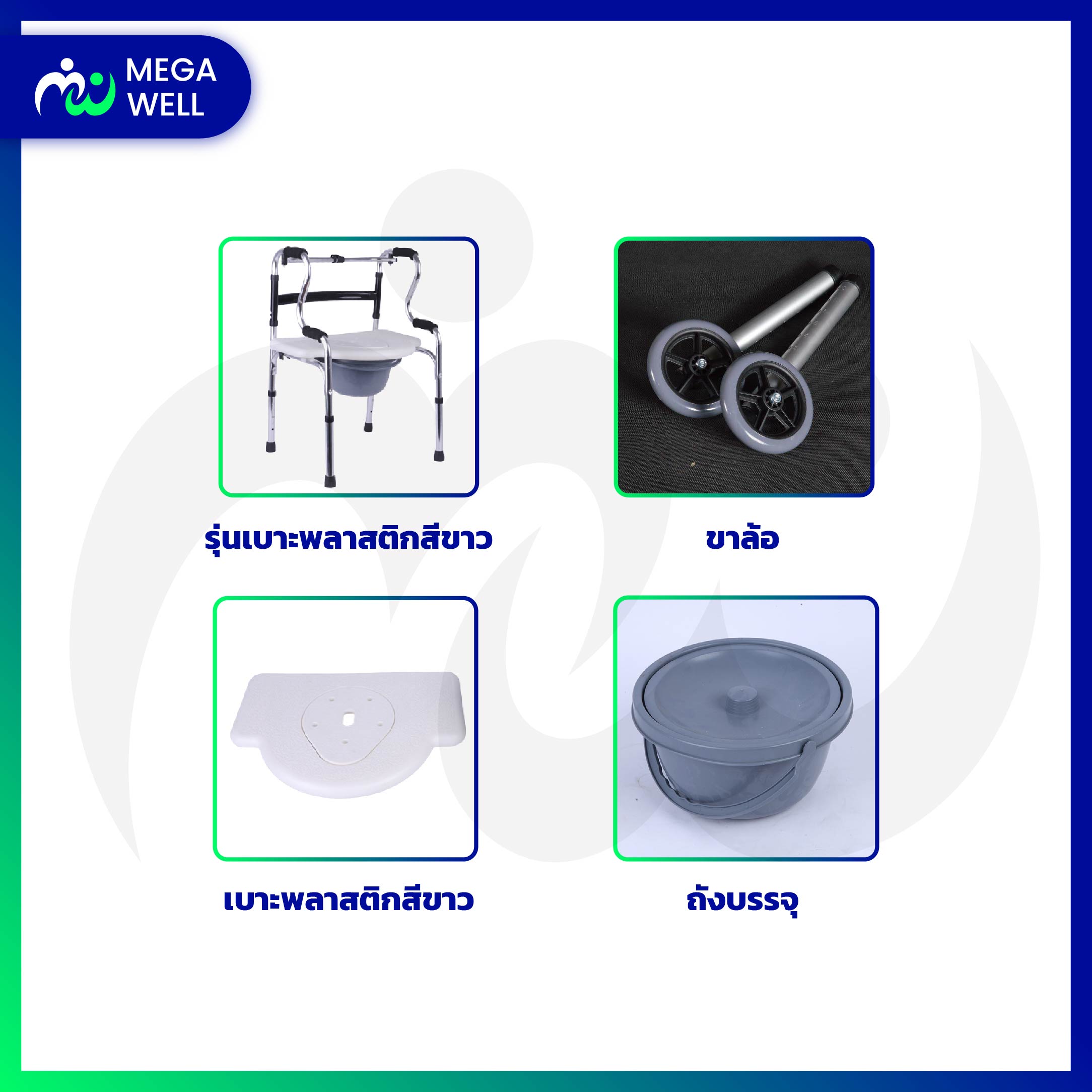 [Megawell ครบเรื่องสุขภาพ] ซื้อ1ได้4 เก้าอี้นั่งถ่าย *เปลี่ยนล้อได้ ...