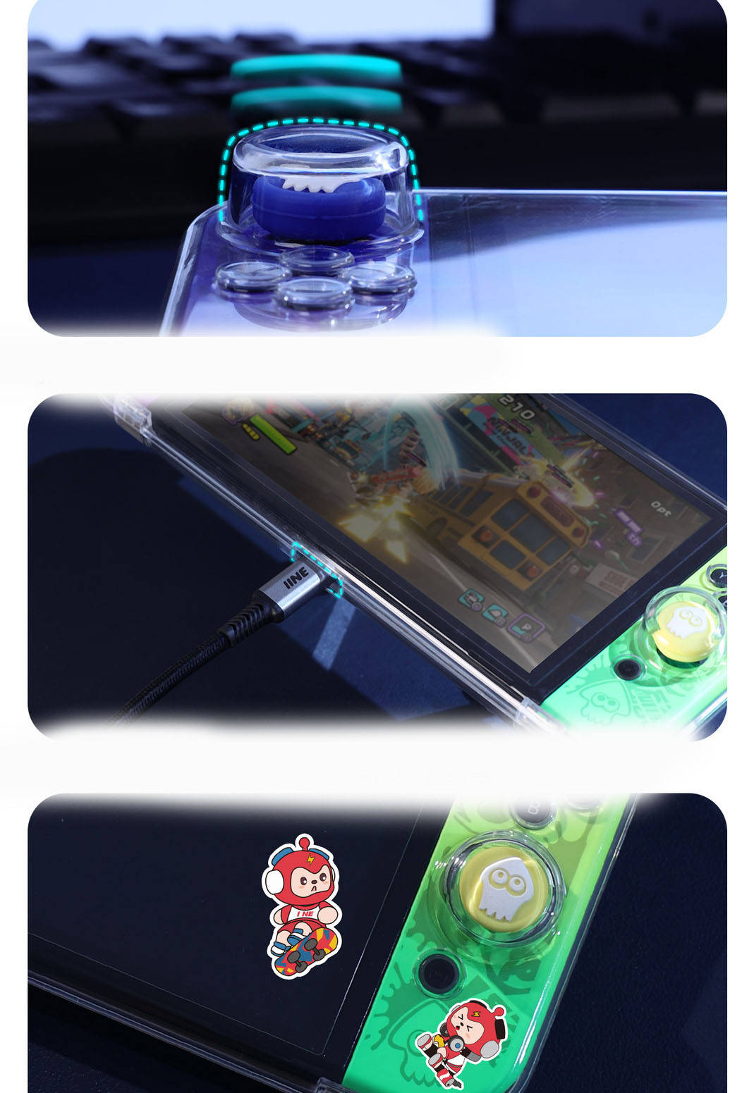 Iine เเคสและอุปกรณ์ Nintendo Switcholed เเคส กันฝุ่น กล่องPCป้องกัน โปร่งใสกันฝุ่นแม่เหล็ก ...