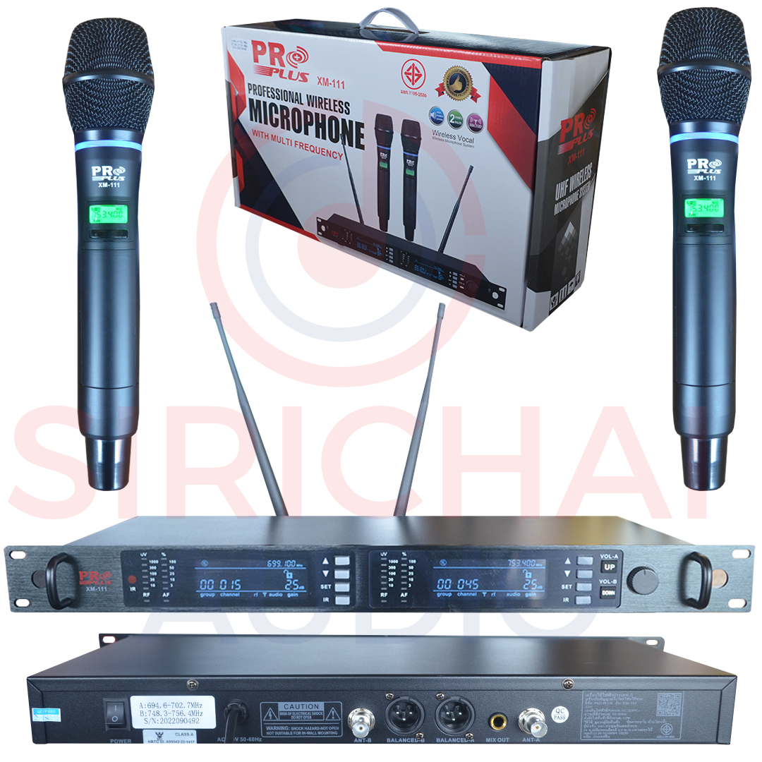 ไมค์ลอยคู่ ปรับความถี่ PROPLUS รุ่น XM111 ไมค์จอLED อลูมิเนียม ตัวไมค์LED ย้ายเสาได้ สัญญาณUHF ...