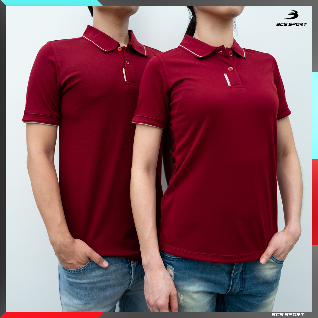 BCS sport(บีซีเอส สปอร์ต)เสื้อคอโปโล P002 มีทั้งชาย-หญิง ชุดสีที่ 5 แดง ...