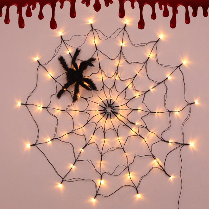 Halloween Decoration LED Spider Cobweb Lights Indoor And Outdoor ...