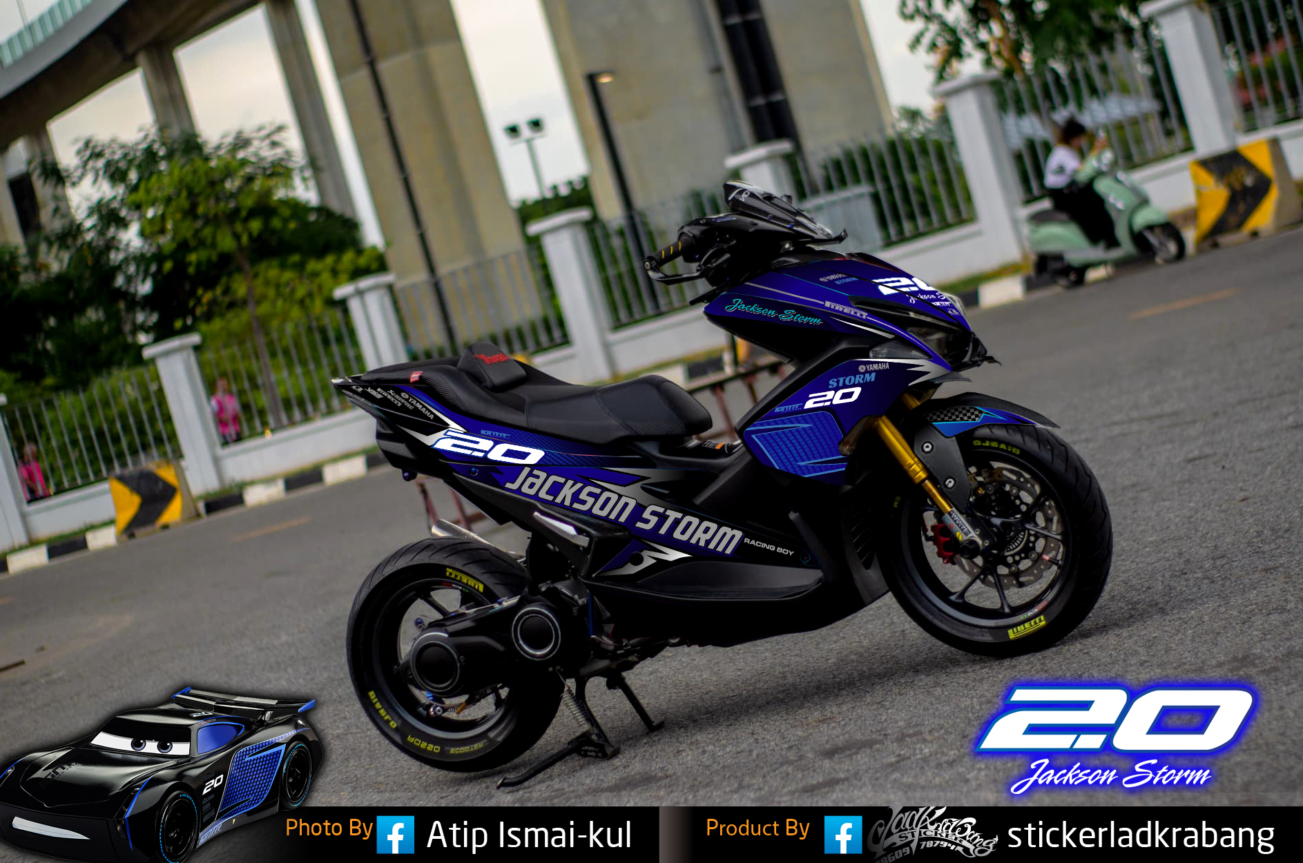 สติ๊กเกอร์แต่งลายรถ YAMAHA AEROX 155 ลาย JACKSON STORM | Lazada.co.th