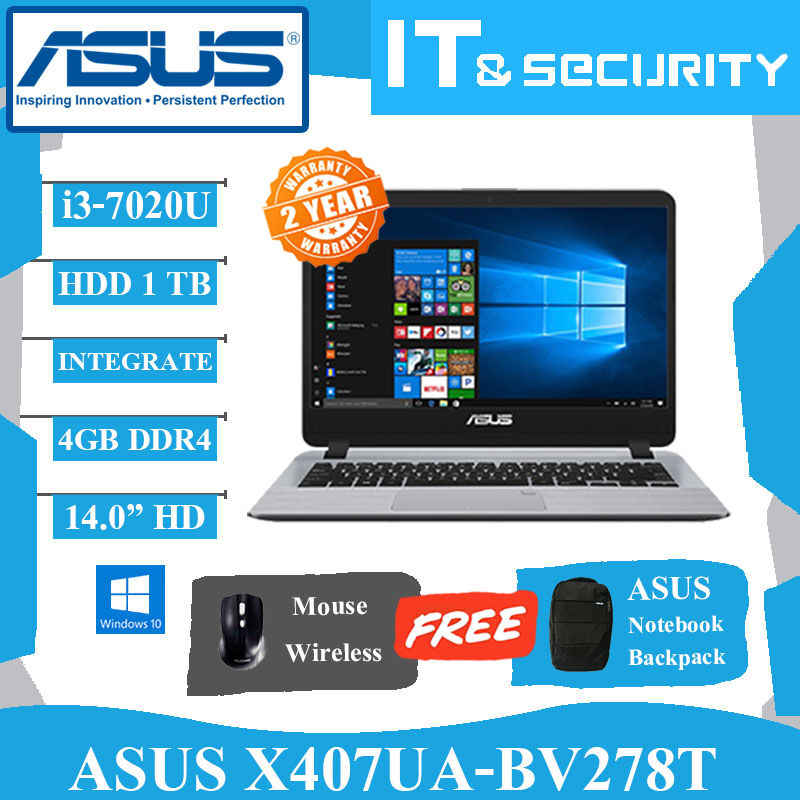 ASUS Notebook X407UA-BV278T 14 HD / i3-7020U / 4GB / 1TB / Win10 / 2Y ...