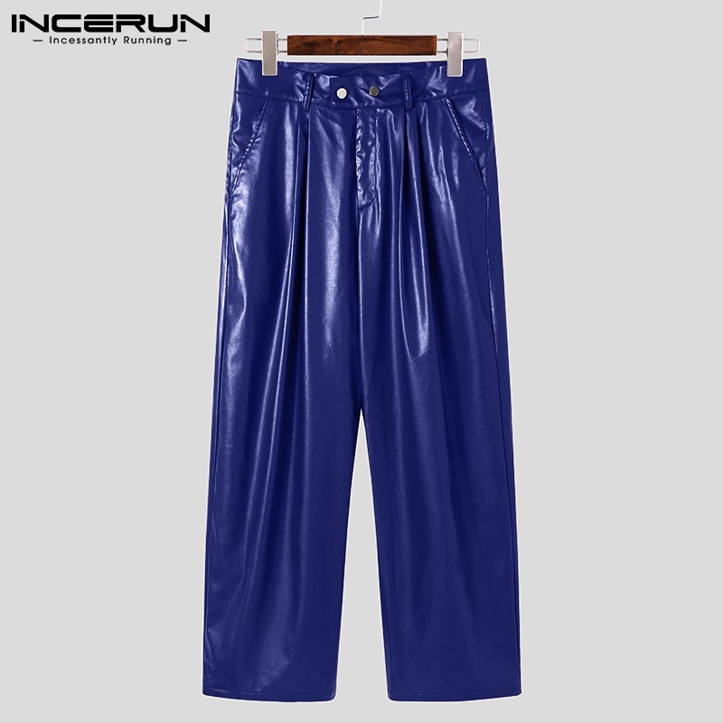 INCERUN Men Fashion 3Colors Leather Elastic Waist Solid Color Loose ...