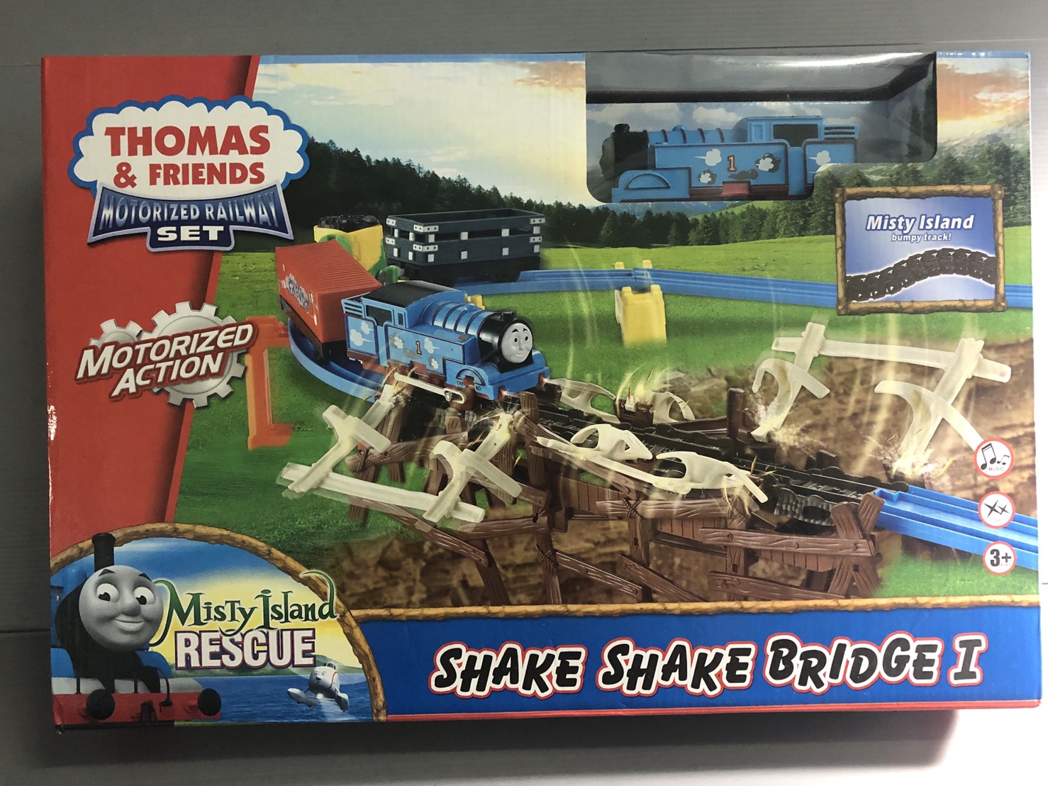 THOMAS SHAKE SHAKE BRIDGE 1 รถไฟโทมัส+ราง+ 2 โบกี้พ่วง มีไฟ มีเสียง(NO ...
