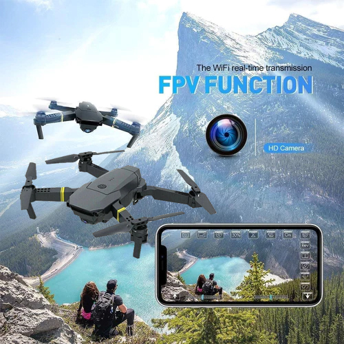 โดรน ถ่ายภาพ บินนิ่ง ถ่ายวีดีโอ ให้มุมภาพกว้าง สามารถพับเก็บได้ E58 Drone WIFI Real-time ...