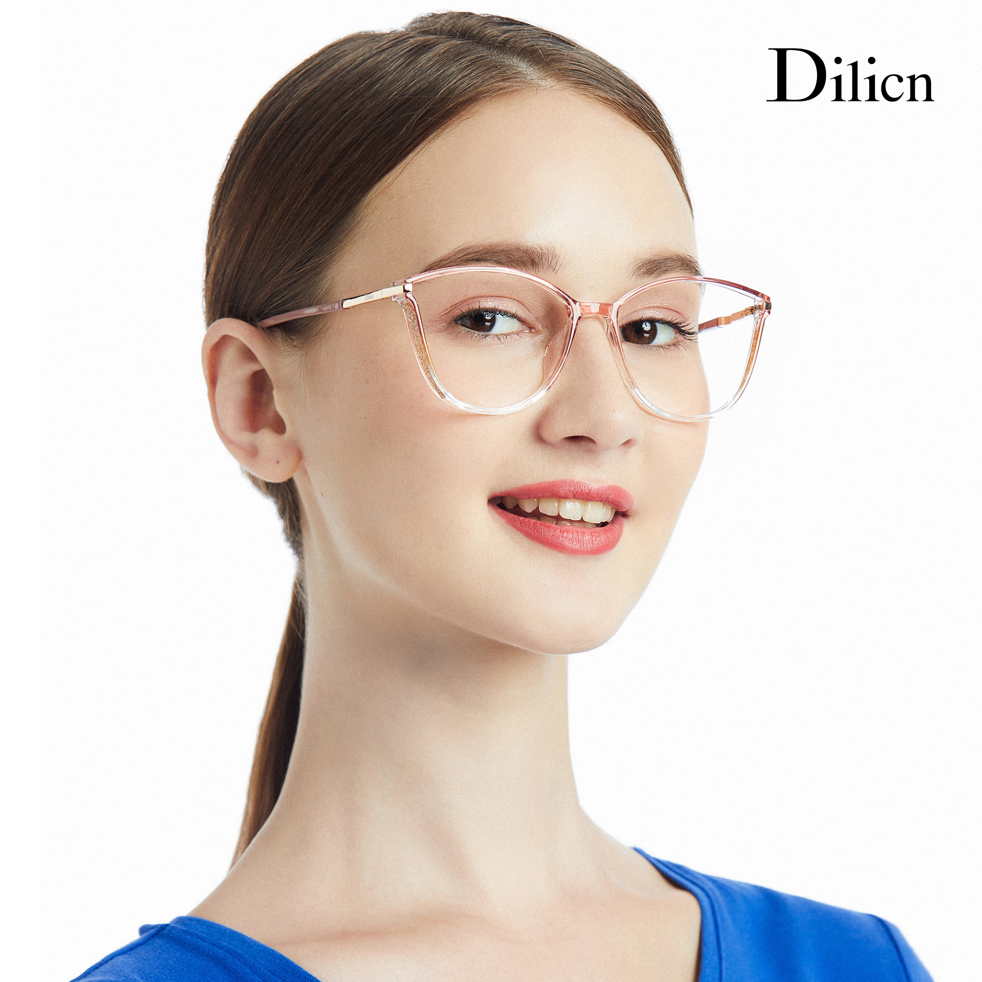 Dilicn 2003 การออกแบบรูปหลายเหลี่ยม TR90ใหม่แว่นตาแบบโปรเกรสซีฟสไตล์ผู้หญิงกรอบแว่นสายตาตาม ...