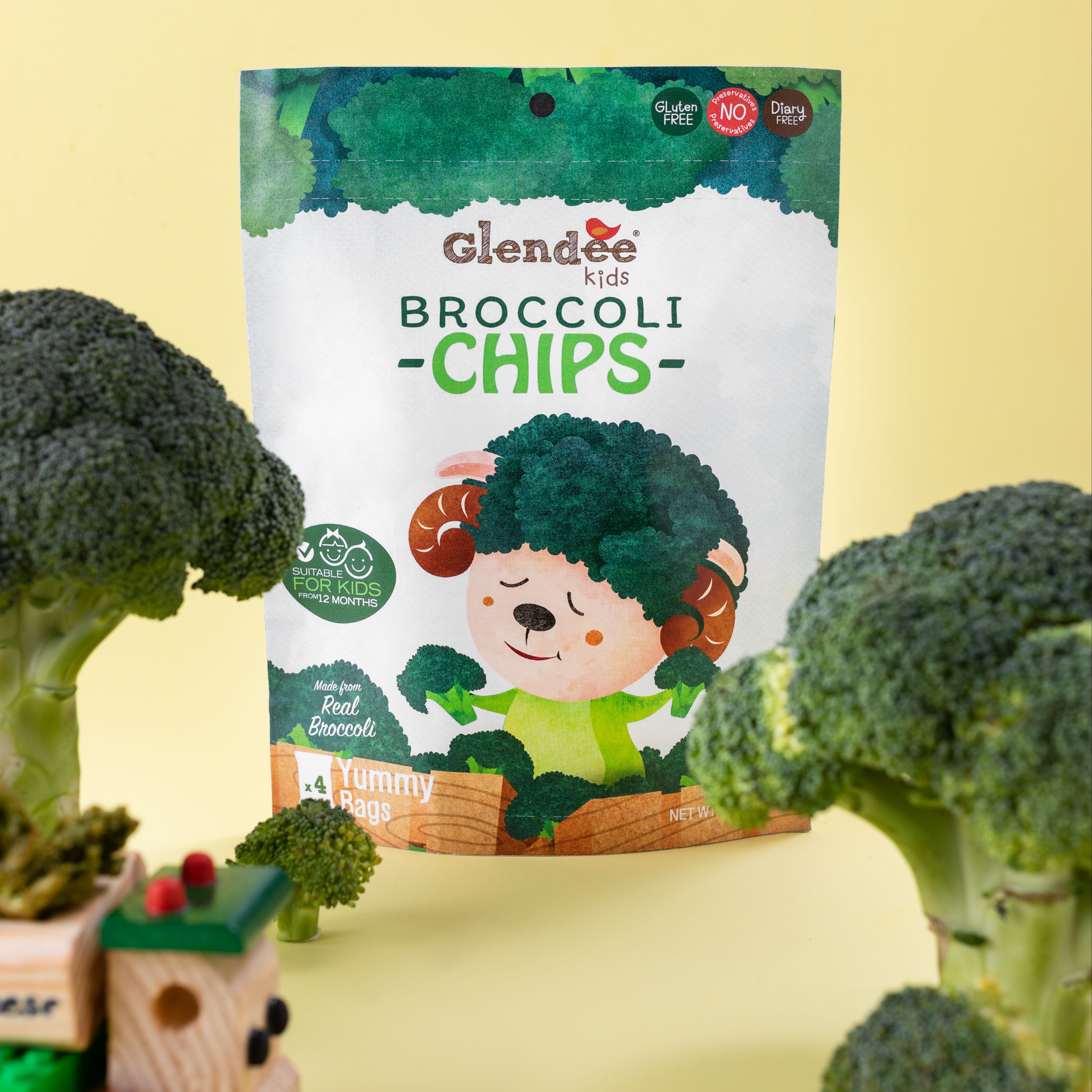 GlendeeKids Broccoli Chips / เกลนดี้คิดส์ บร็อคโคลี่กรอบ 36 g (แพค 4 ...