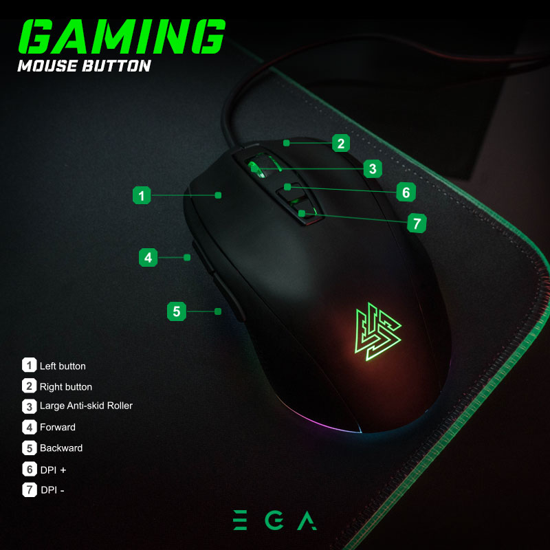 เมาส์เกมมิ่ง EGA Type M1 มีไฟ RGB ปรับ DPI ได้ถึง 5000 ใช้งานง่าย เหมาะ ...