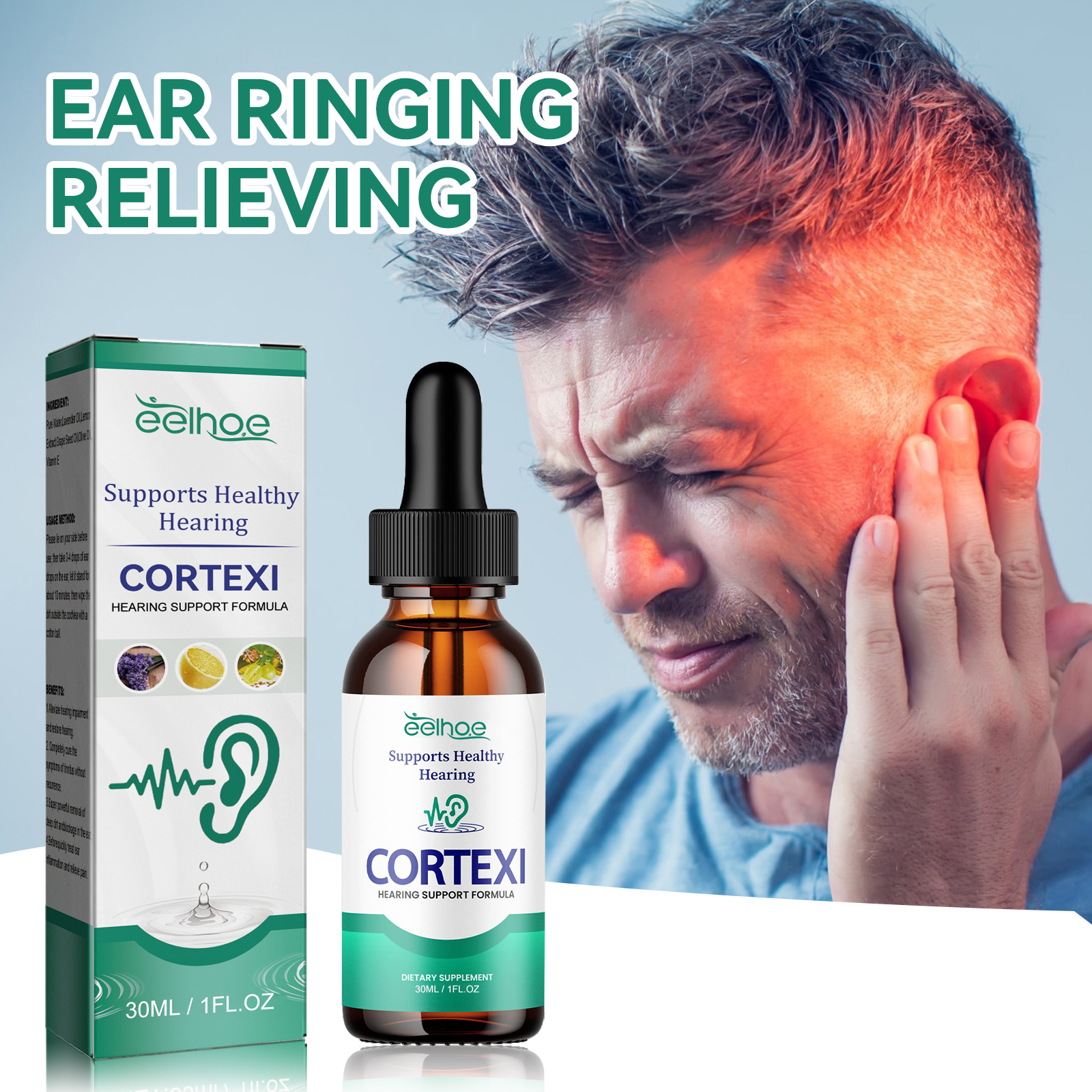 EELHOE Tinnitus ear drops clean earwax relieve tinnitus back of ear ear ...