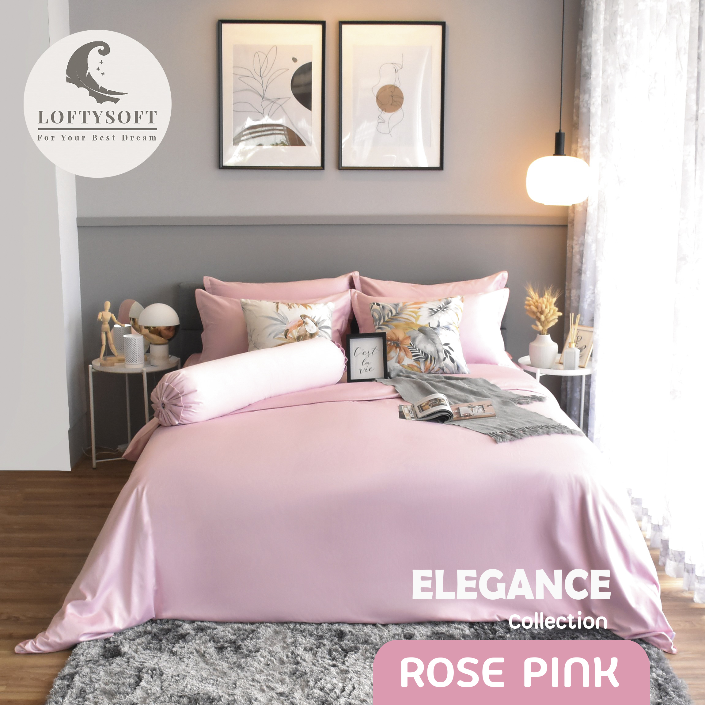 LOFTYSOFT ชุดผ้าปูที่นอน 3.5ฟุต Cotton Silk 550 เส้นด้าย Elegance Collection - Rose Pink ...
