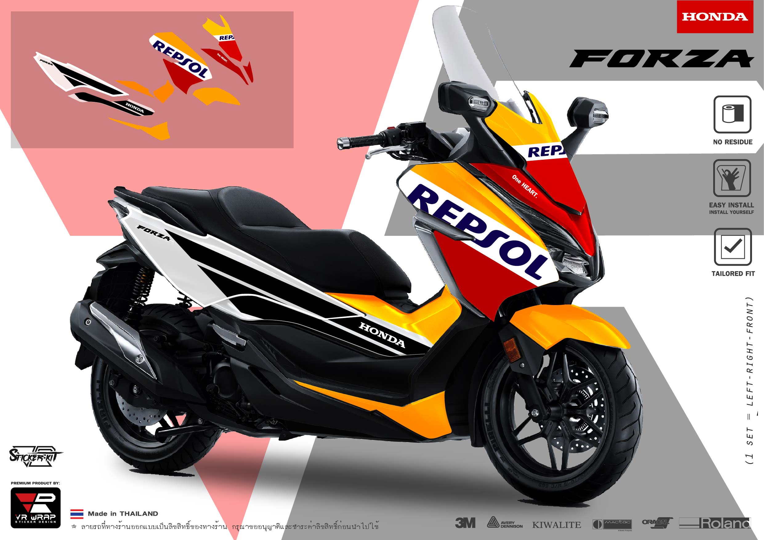 สติ๊กเกอร์ Honda Forza 300 ลาย Repsol | Lazada.co.th