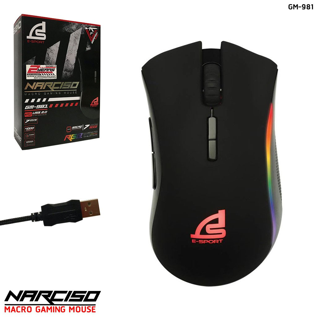 ส่งฟรี SIGNO E-Sport GM-981 NARCISO Macro Gaming Mouse (เมาส์มาโคร ...