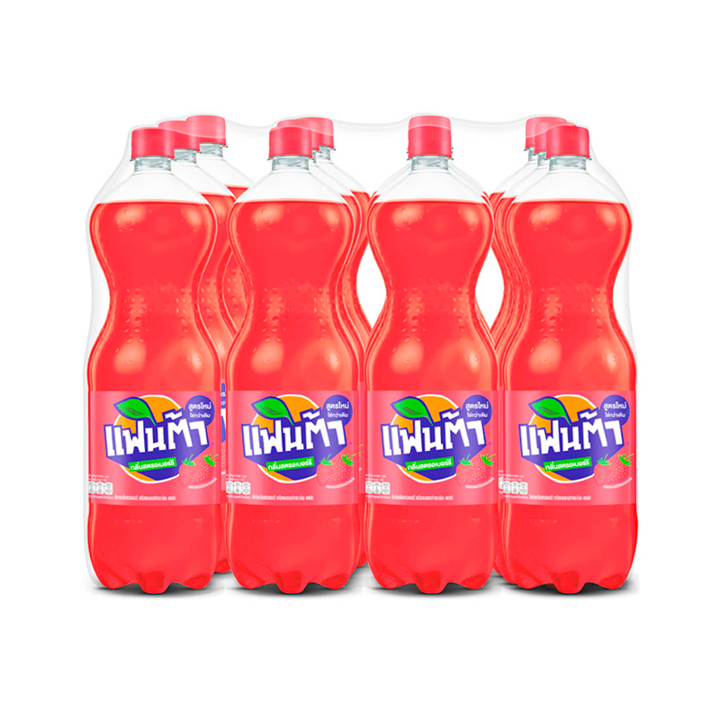 แฟนต้า น้ำอัดลม น้ำแดง 1.5 ลิตร 12 ขวด Fanta Soft Drink Strawberry (Red ...