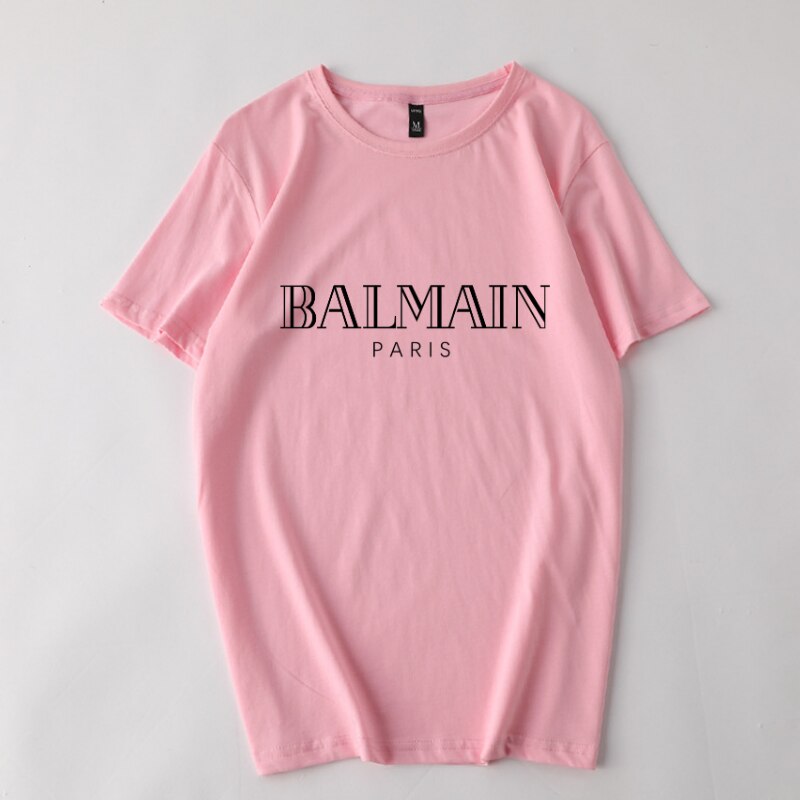 Balmain Paris Women Tshirt Cotton Harajuku Top Letter Pattern O-Neck ...
