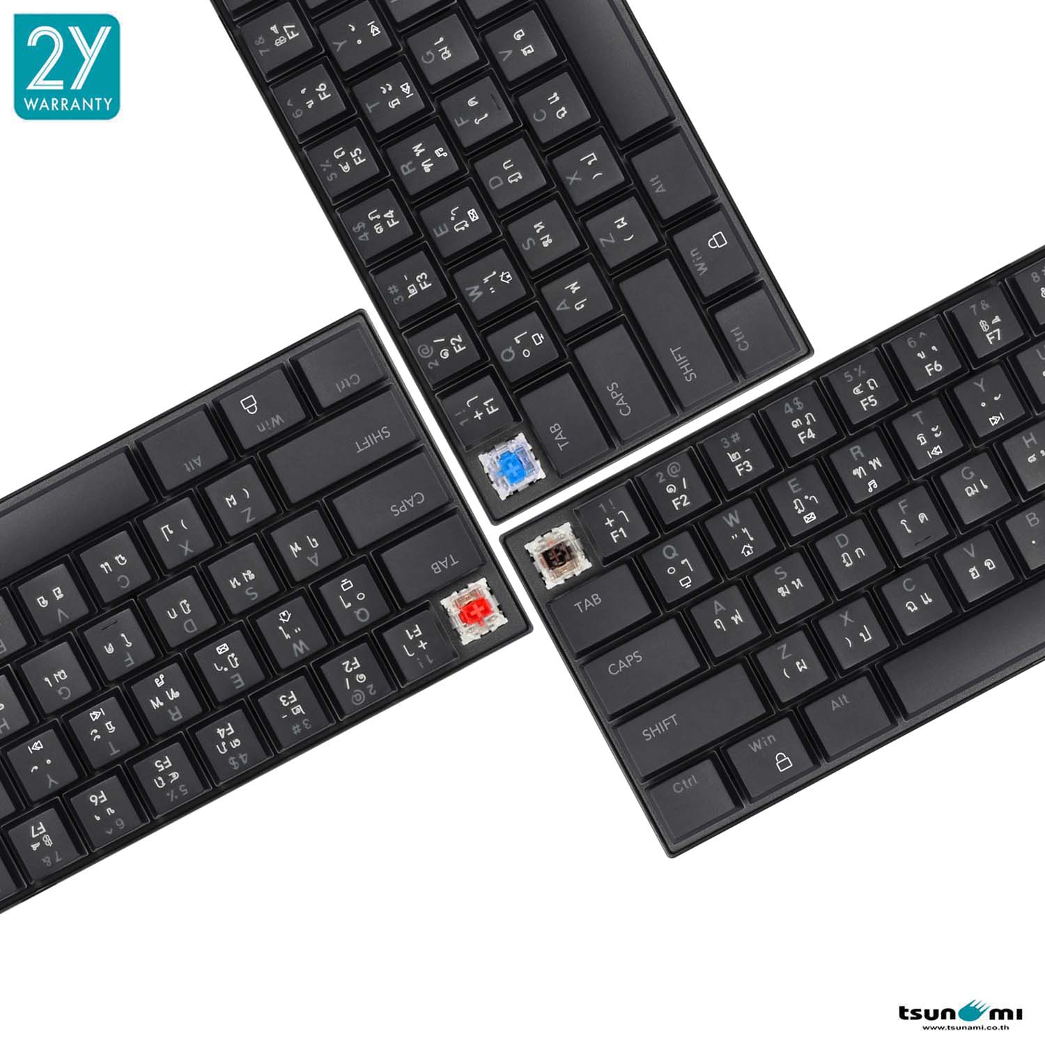 Tsunami MKS-68 Low Profile 70 Mechanical Gaming Keyboard Blue Red Brown ...