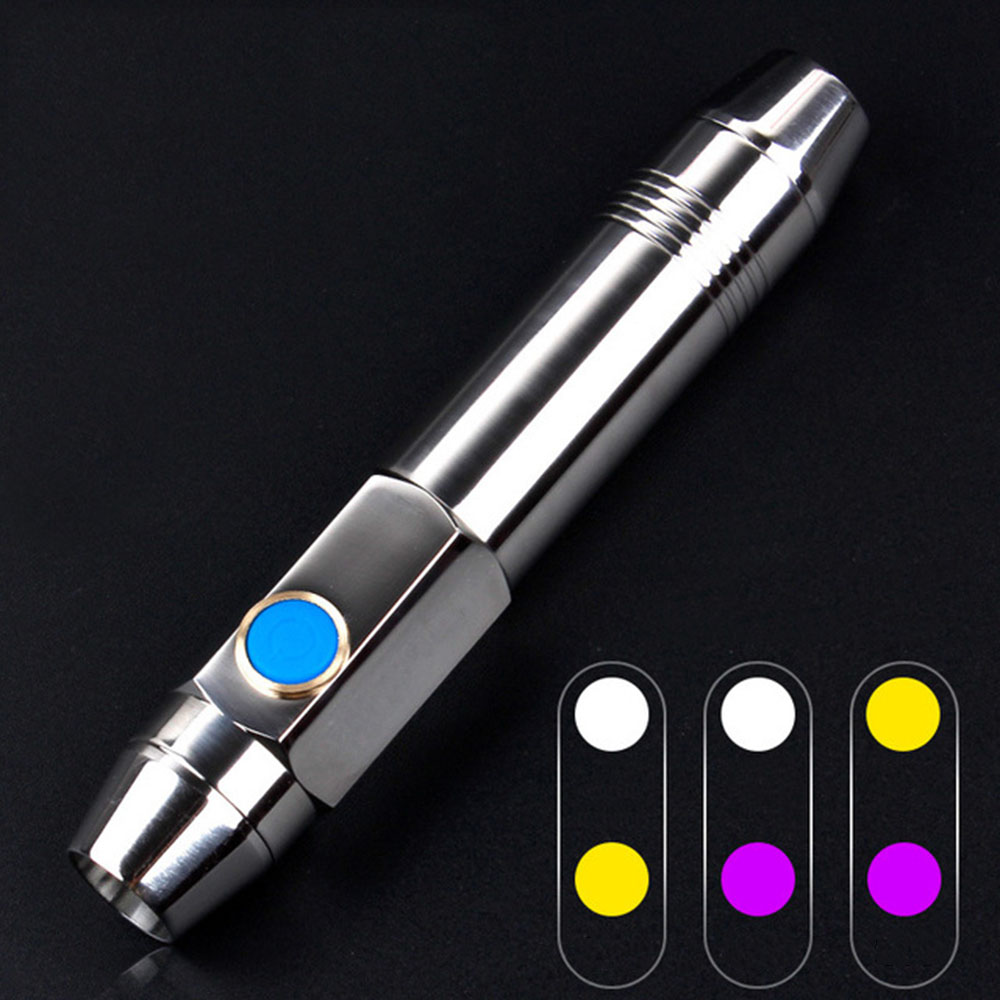 8W Yellow Light LED Gemstone Torch Rechargeable Jade LED Flashlight 365NM BlackLight UV Portable ...