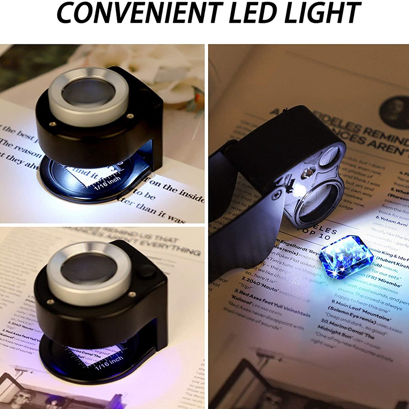 Illuminated Jewelers Loupe 30X 60X Portable Eye Loupe Magnifier Lighted ...