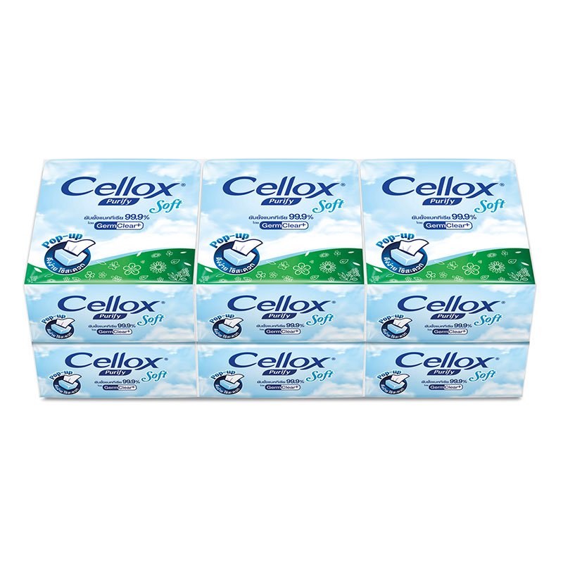 [3 แพ็ค][3 Pack] Cellox Purify Pop Up Facial Tissue 86 sheets total 18 ...