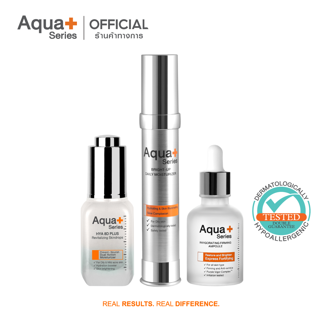 AquaPlus HYA 8D PLUS 20 ml. & Bright-Up Daily Moisturizer 30 ml. & Invigorating Firming Ampoule ...