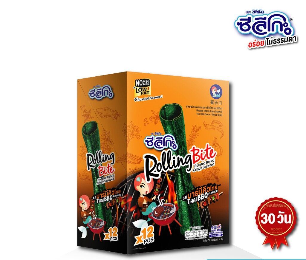 ซีลีโกะ Rolling Bite สาหร่ายม้วนอบกรอบ รสบาร์บีคิว (ขนาด 33.6 กรัม ...