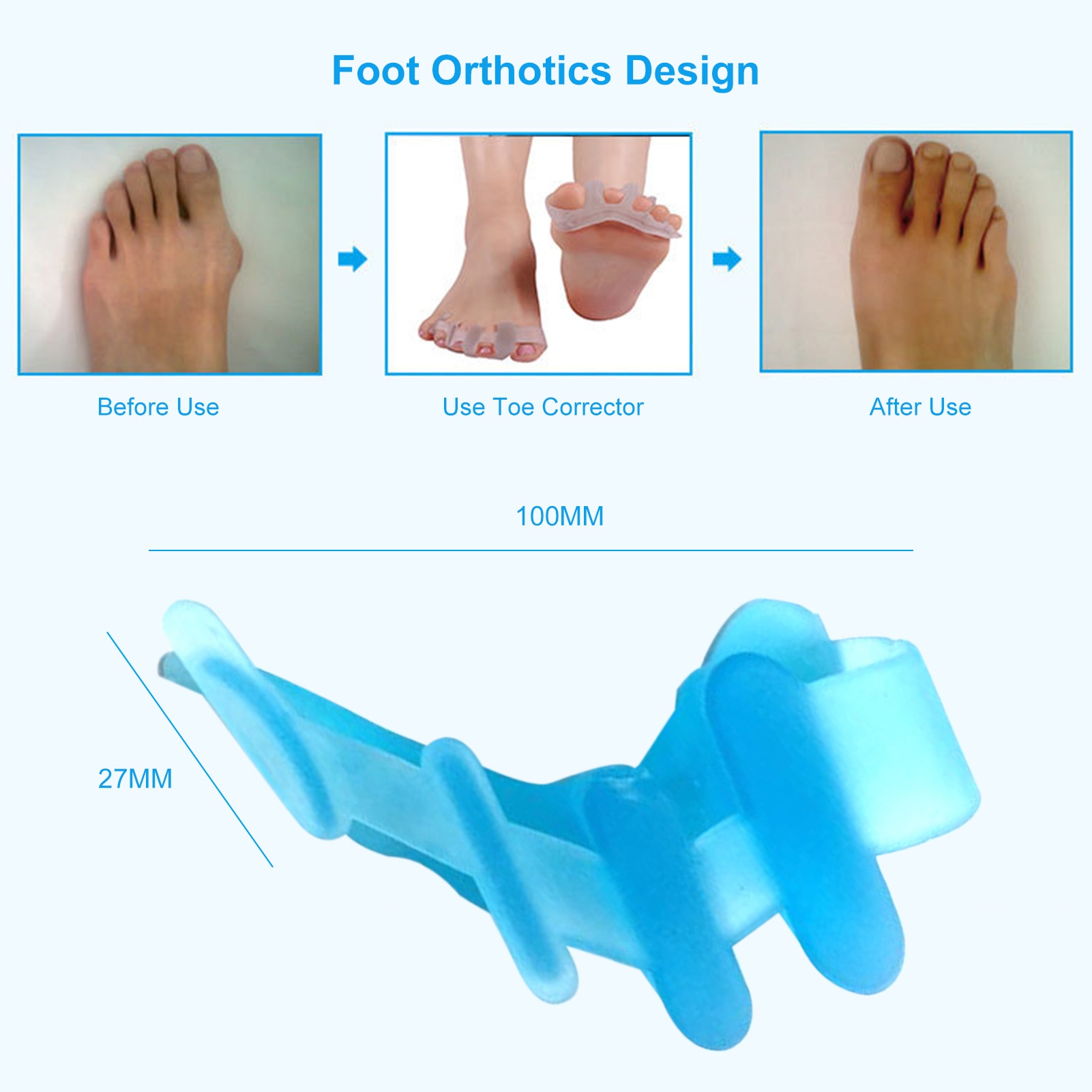 1 Pair Silicone Toe Separators Straightener Bunion Corrector Hammer Toe ...