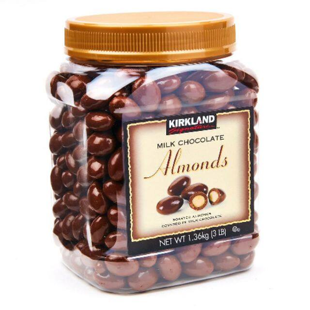 ของแท้จาก USA *Kirkland Signature Milk Chocolate Almonds 3 Llbs Jar ...