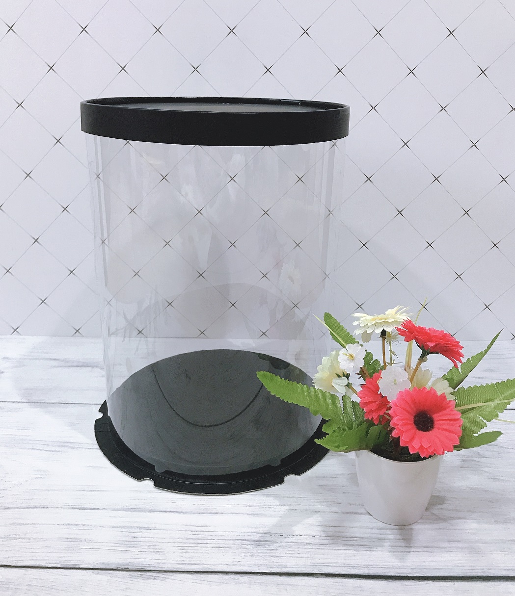 Treeboxpackage กล่องเค้กใส 1 ปอนด์ ทรงกลม สีดำ เส้นผ่านศูนย์กลาง 22 ซม. สูง 31 ซม. 2396 | Lazada ...