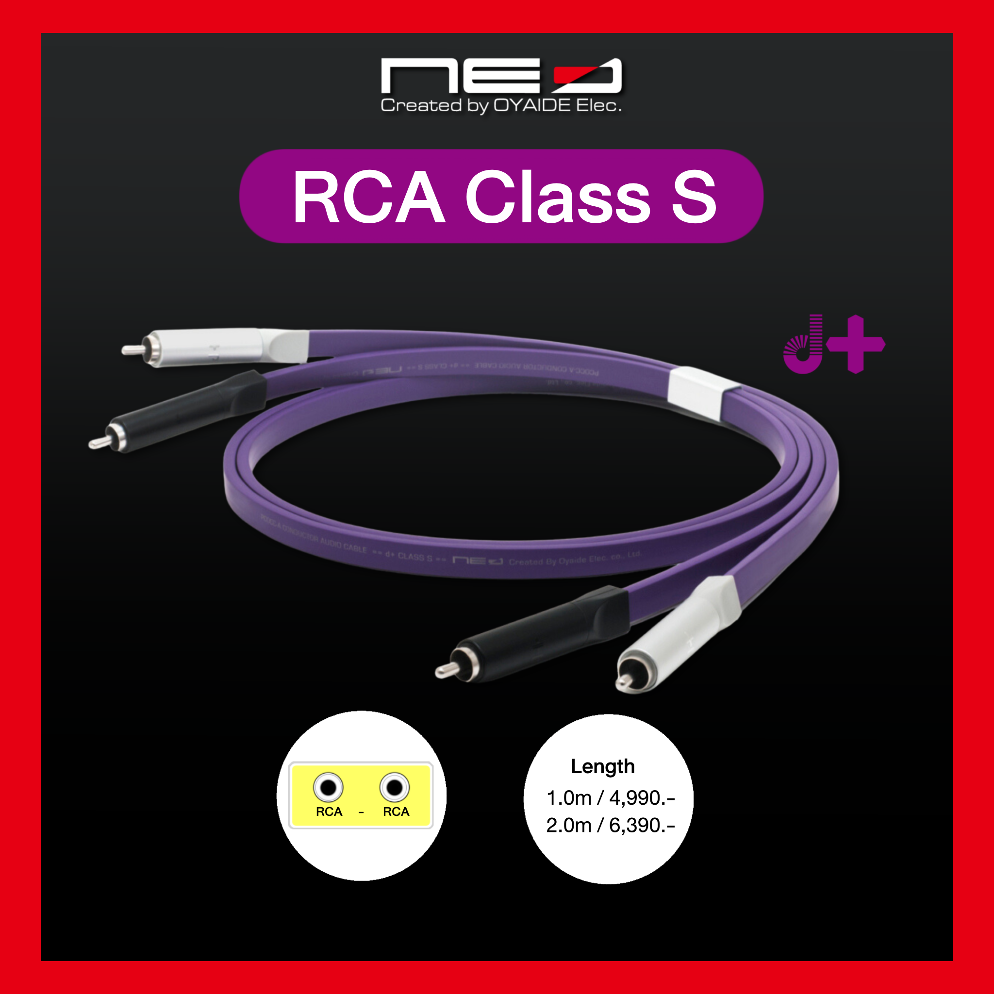 NEO (Created by OYAIDE Elec.) d+ RCA Class S rev.2 : Professional RCA - RCA audio cable | Lazada ...