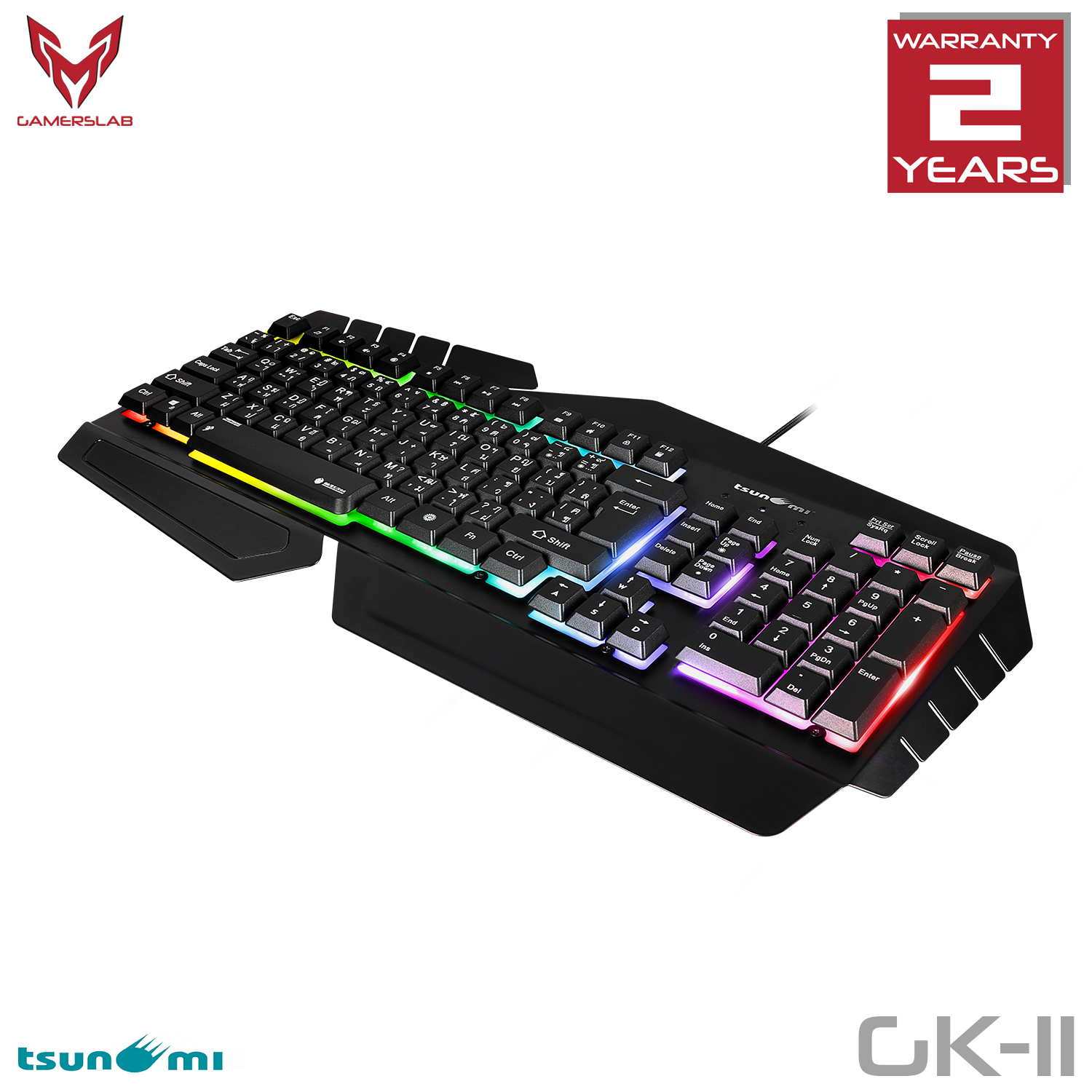 GamersLab (คีย์บอร์ดเกมมิ่ง) Tsunami GK-11 Gaming Keyboard RGB Jet ...