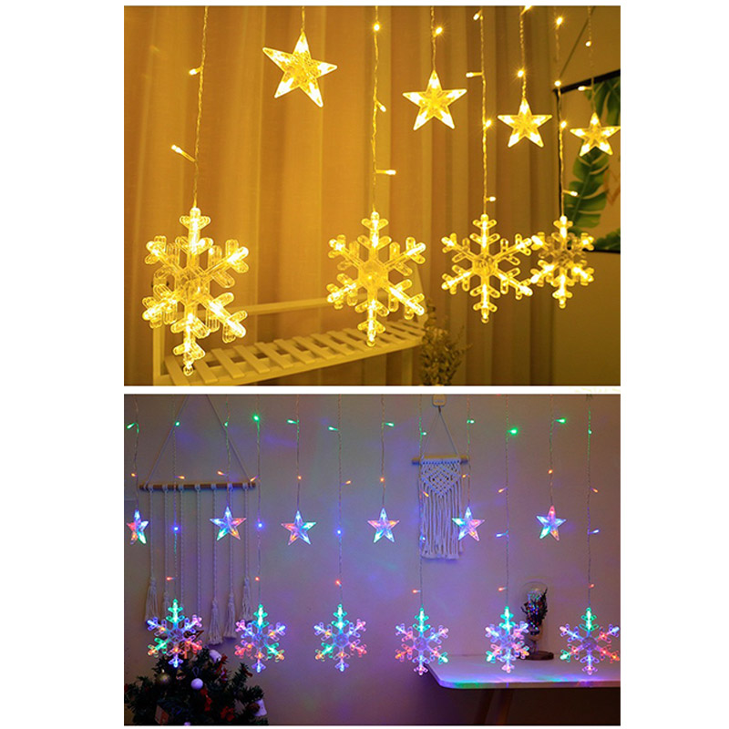 ไฟประดับ ม่านไฟตกแต่ง กันน้ำ LED รูปดาว/คริสต์มาส สําหรับตกแต่งหน้าต่าง ...