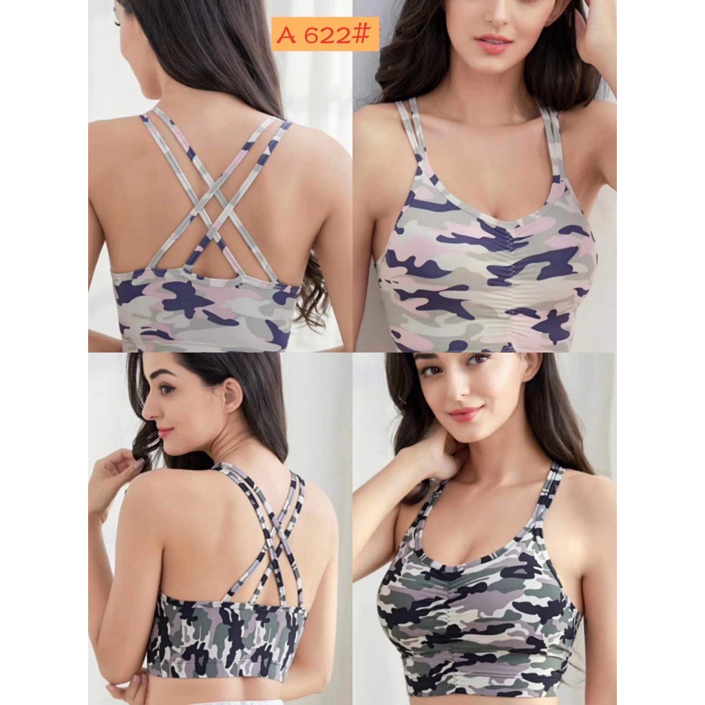 คละแบบ มี2สี สปอตบราลายทหารครึ่งตัวมีเขียวชมพู2แบบผ้ายืดผ้าใส่สบายไม่อึดอัด รหัส A622-A623 ...