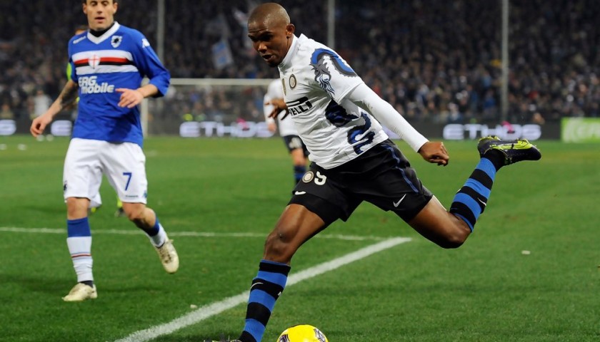 9 ETOO INTER MILAN AWAY DRAGON 2010 2011 FULL PATCH RETRO FOOTBALL ...