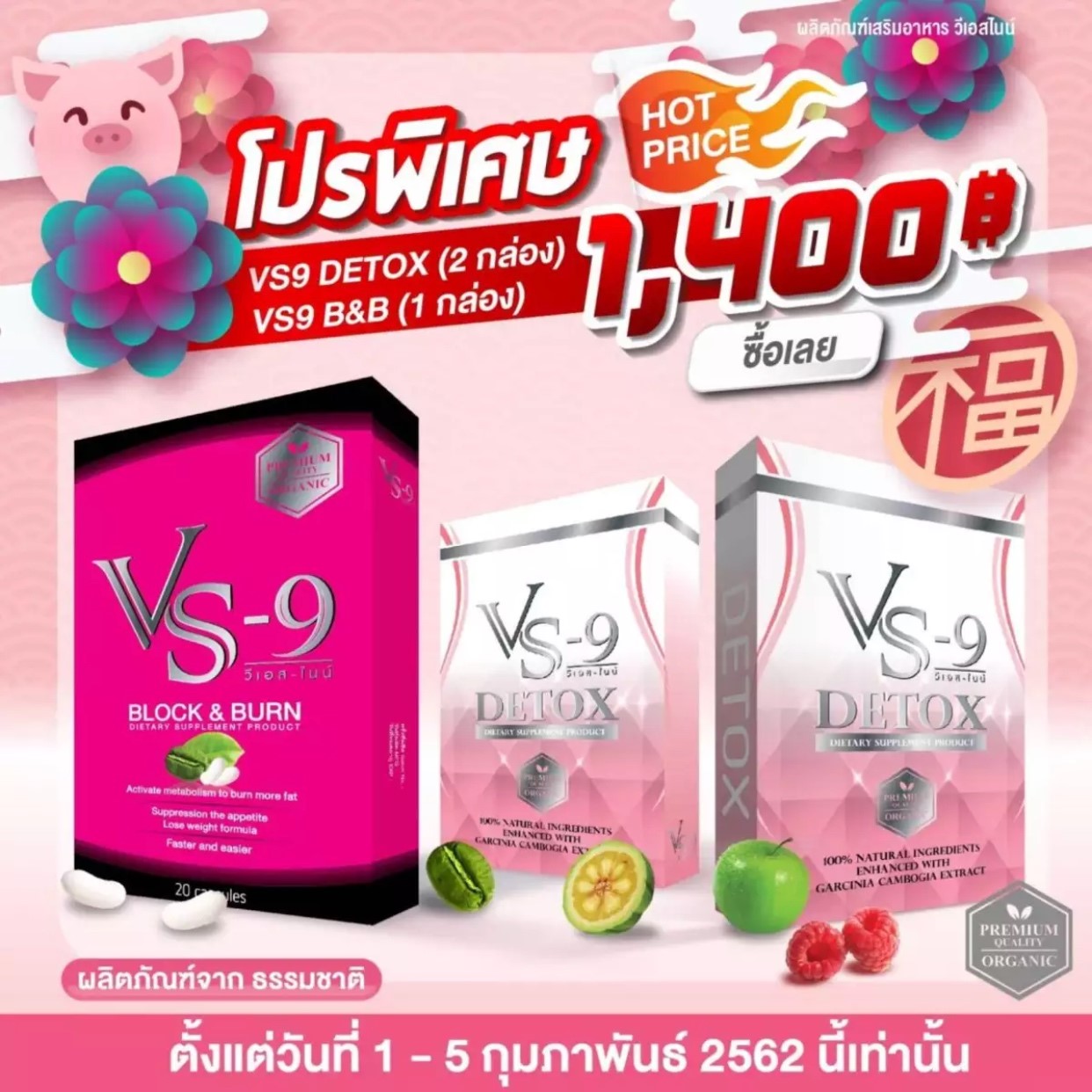 ส่งฟรี + ของแท้ **โปรเลือก** VS9 (วีเอสไนน์) โปรพิเศษ ลดน้ำหนัก 1 กล่อง ...