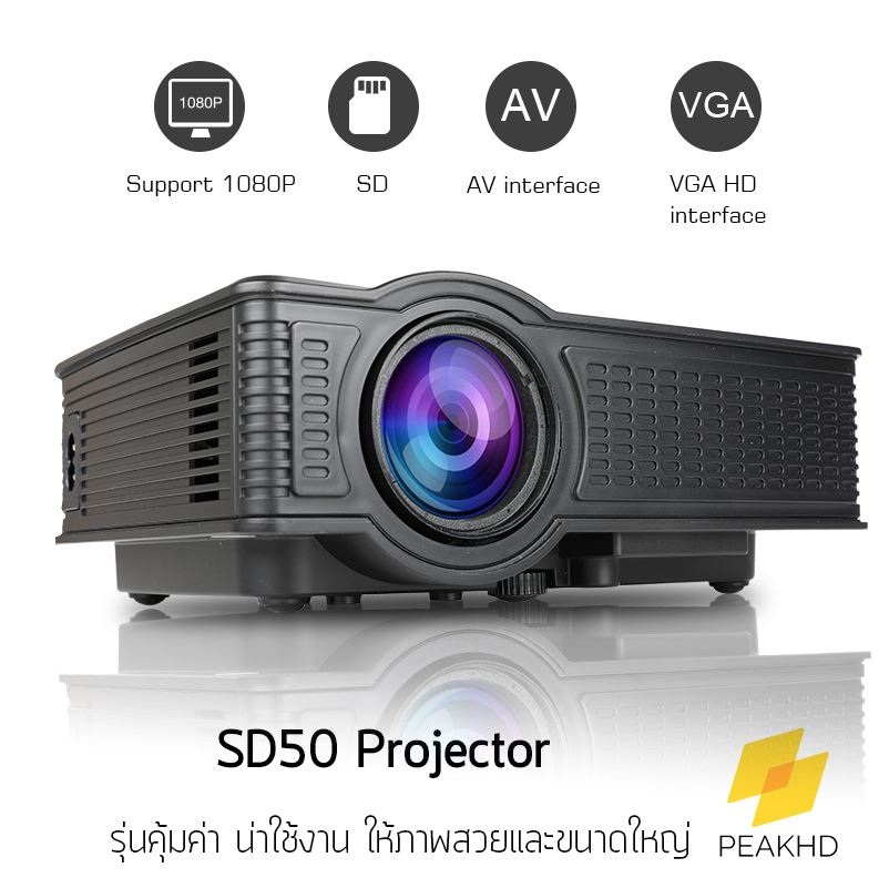 โปรเจคเตอร์ Projectors OWLENZ SD50 PLUS ใหม่ PLUS BY PHD + รีโมท + สาย HDMI 2.0 4K HDR ยาว 2 ...