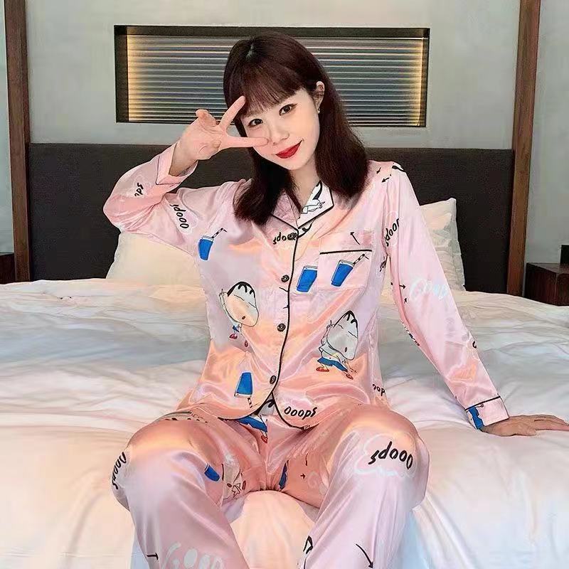 tichada 2222-1ชุดนอนถูกหรือเซ็ตชุดนอนน่ารักๆ ราคาถูกๆ ใสาสบายไม่ร้อง ผ้านิ่มสบายผ้าซาตินแขนยาว ...