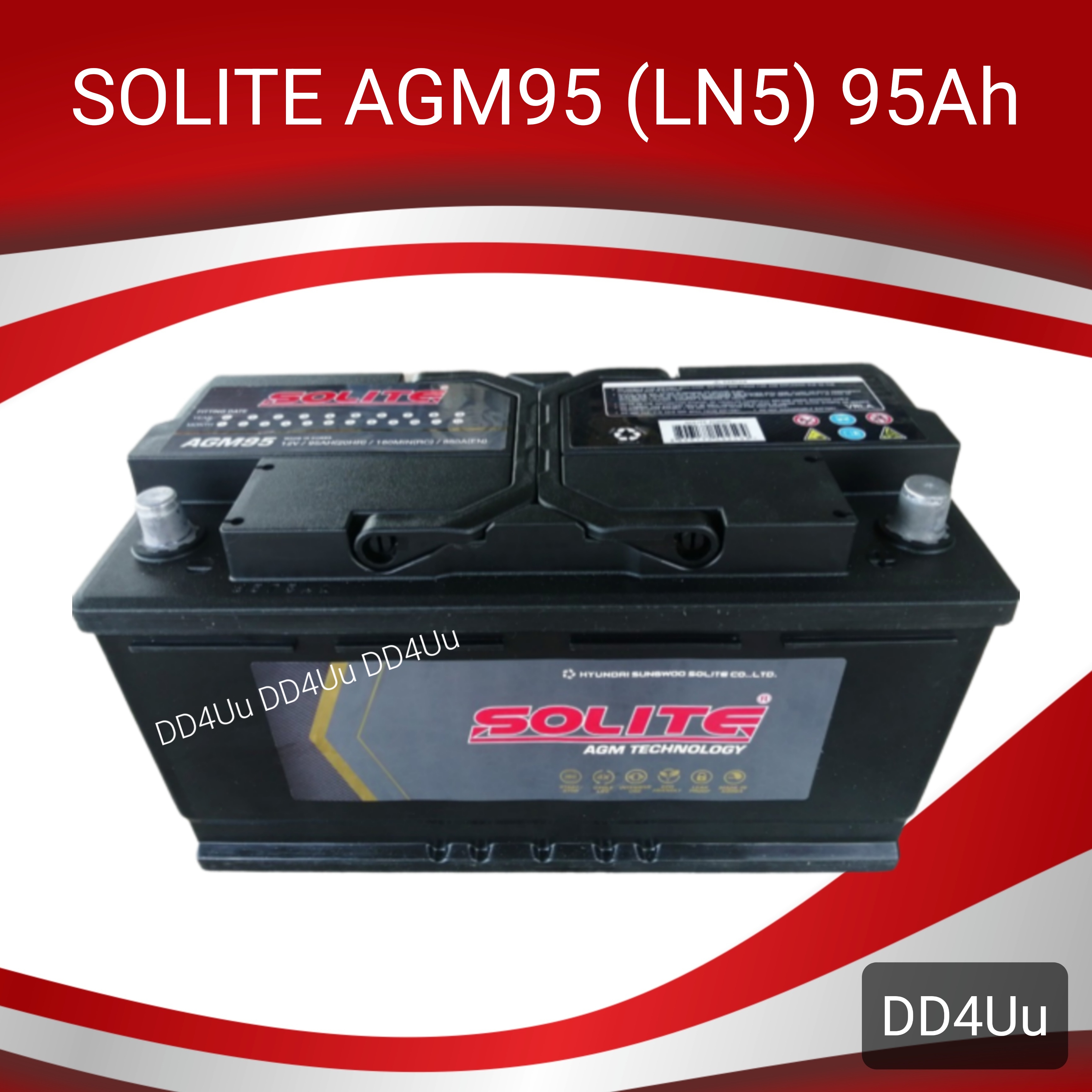 แบตเตอรี่รถยนต์ SOLITE AGM95 (LN5) รองรับระบบ ISS แบตแห้ง แบตขั้วจม แบตรถยุโรป | Lazada.co.th