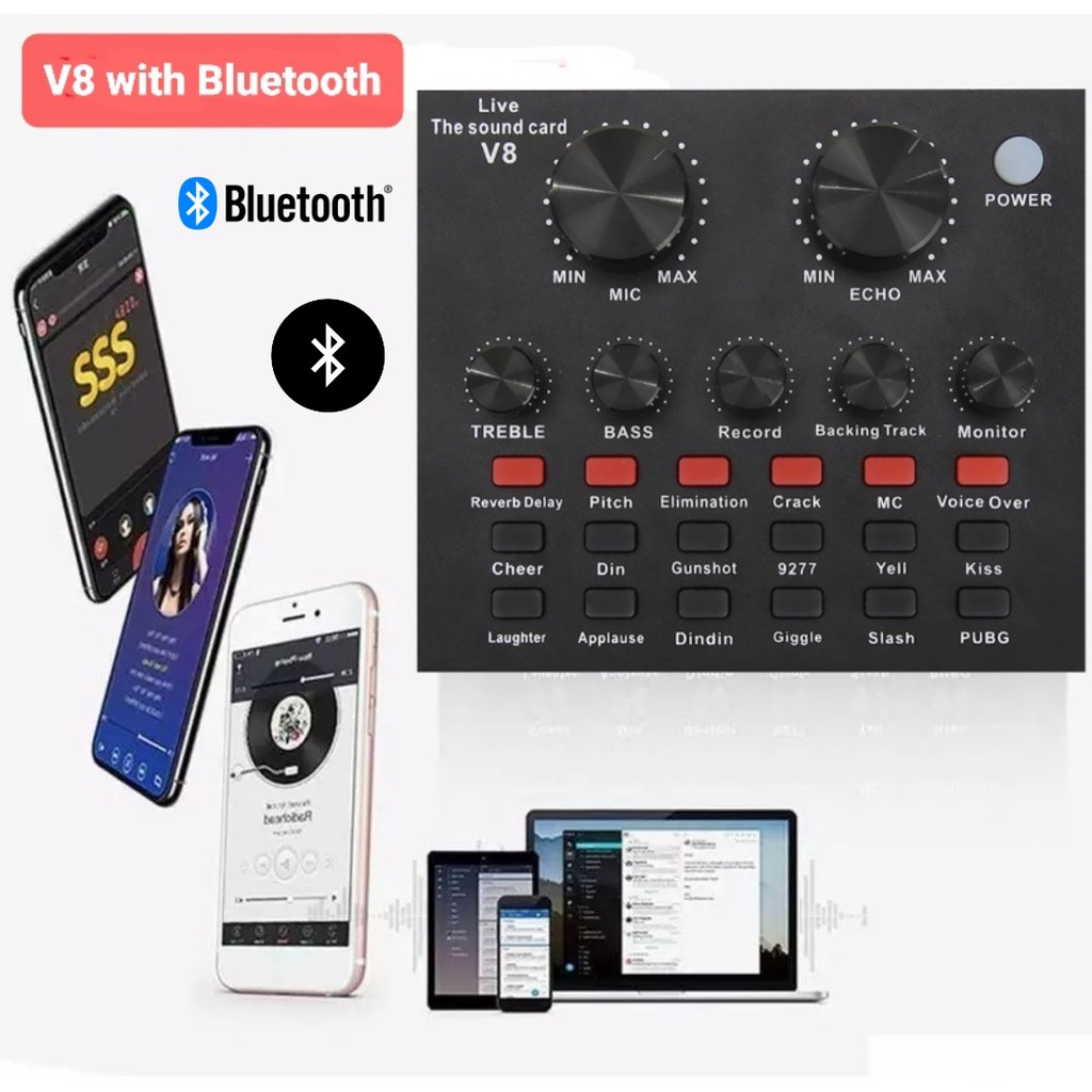 พร้อมจัดส่ง️ซาว์นการ์ดแปลงสัญญาณเสียง V8 Live Stream audio interface ...