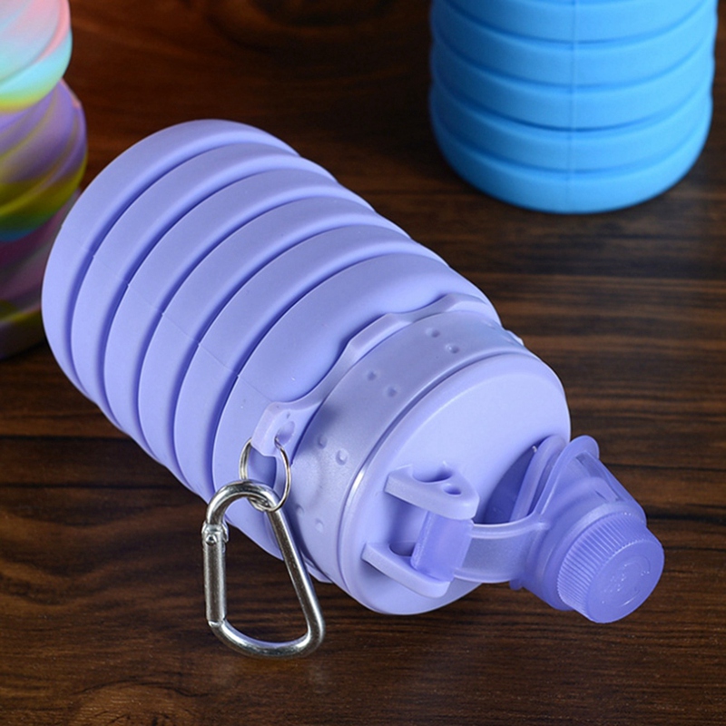 500ML Portable Retractable Silicone Bottle Folding Water Bottle Outdoor Travel Drinking Cup with ...